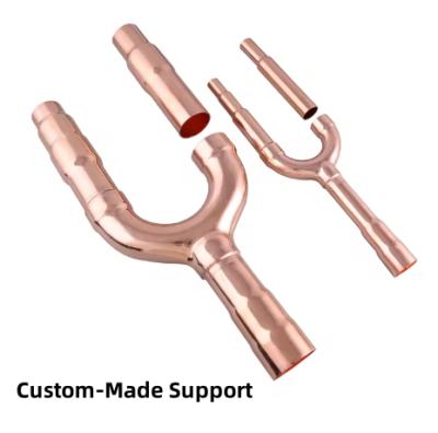 China Hailiang Copper Y-Branch Pipe Fittings 150-400mm for Midea VRF Systems for sale