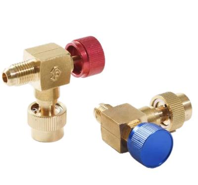 China 90° Brass Refrigerant Safety Valve with Anti-Freeze Grip for R32 R410A for sale
