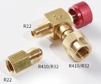 China 90° Brass Refrigerant Safety Valve with Anti-Freeze Grip for R32 R410A for sale