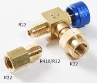 China 90° Brass Refrigerant Safety Valve with Anti-Freeze Grip for R32 R410A for sale
