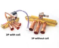 China Copper 4-Way Reversing Valve with Electromagnetic Coil for 1P-5P Air Conditioners Compatible with R22/R410A/R407C/R32 for sale