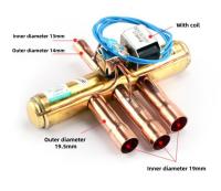 China Copper 4-Way Reversing Valve with Electromagnetic Coil for 1P-5P Air Conditioners Compatible with R22/R410A/R407C/R32 for sale