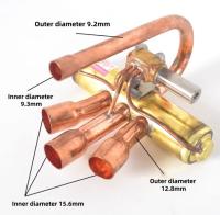 China Copper 4-Way Reversing Valve with Electromagnetic Coil for 1P-5P Air Conditioners Compatible with R22/R410A/R407C/R32 for sale