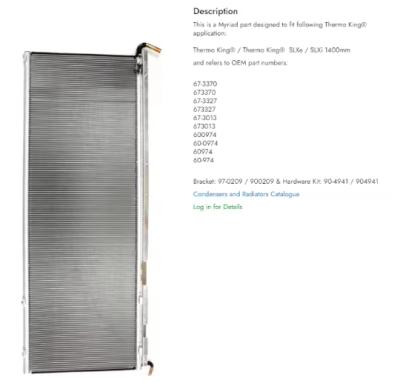 China Condenser 673370 / 673327 / 3673013 / 600974 / 60-0974 Truck Refrigeration Condensator For Thermo King for sale