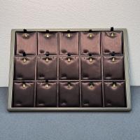 China 355*255*25mm Brown PU Jewelry Trays Displays For Ring Earring Pendant Necklace for sale