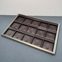China 355*255*25mm Brown PU Jewelry Trays Displays For Ring Earring Pendant Necklace for sale