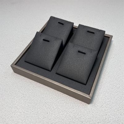 China Ring Earring Pendant Necklace Jewelry Trays Displays PU Wooden Jewelry Exhibition Display for sale