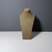 China Brown Velvet Microfiber Necklace Holder Stand Medium Small Jewelry Mannequin Bust for sale