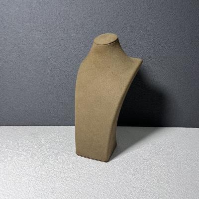 China ROHS Mannequin Bust Jewelry Display Coffee Microfiber Necklace Stands Displays for sale