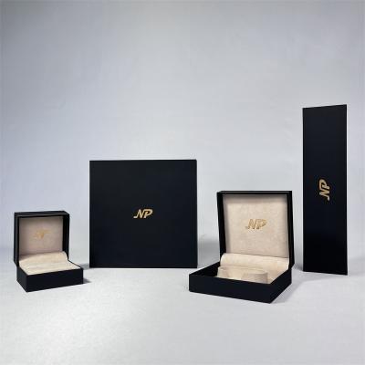 China Natpak Leatherette Paper Jewelry Gift Boxes With Gold Edge for sale