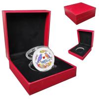China Flocked Single Coin Display Case Military Medal Presentation Boxes 9*9*3.7cm for sale