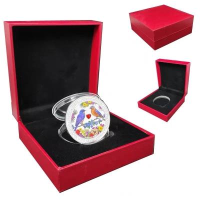 China Flocked Single Coin Display Case Military Medal Presentation Boxes 9*9*3.7cm for sale
