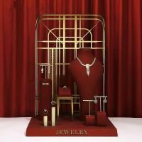 China Customized MDF Velvet Metal Jewelry Trays Displays Necklace And Earring Display for sale
