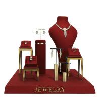 China Customized MDF Velvet Metal Jewelry Trays Displays Necklace And Earring Display for sale