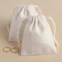 China SMATA Creamy White Drawstring Jewelry Pouch Custom Size Cotton Jewelry Bags for sale