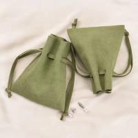China Avocado Green Small Microfiber Velvet Jewelry Bags Custom Jewelry Pouches With Logo for sale
