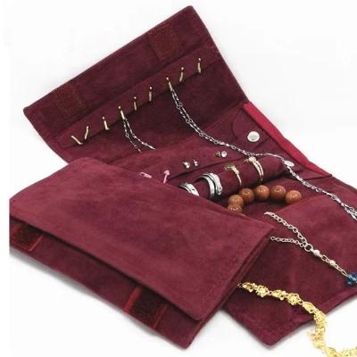 China Custom Size PU Travel Jewelry Organizer Roll 8.1''*0.8''*5.9'' for sale