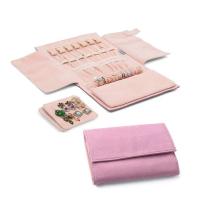 China Silk Screen Travel Jewelry Organizer Roll Women Microfabric Fold Up Jewelry Organizer for sale