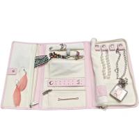 China Innovation Pink Travel Jewelry Organizer Roll Foil Logo Jewelry Storage Roll for sale