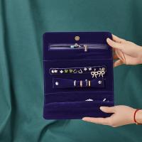 China Midnight Blue Heavy Suede Jewelry Roll Organizer Jewelry Roll For Necklaces for sale