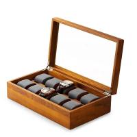 China Brown Luxury Mens Watch Display Case Watch Display Showcase for sale