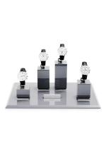 China High End Creative Grey Luxury Watch Display Plastic Metal Watch Holder Stand for sale