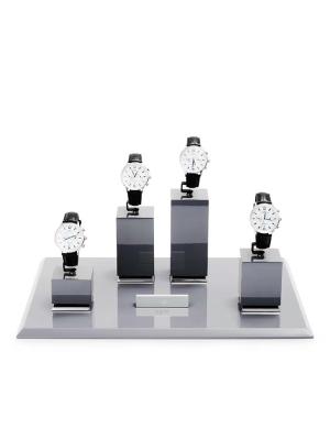 China High End Creative Grey Luxury Watch Display Plastic Metal Watch Holder Stand for sale
