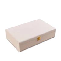 China Customized Cream Color Luxury PU Cosmetic Storage Box With Lock for sale