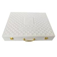 China 250*180*73mm Luxury Cosmetic Packaging Boxes White PU Makeup Storage Box With Lock for sale