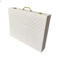 China 250*180*73mm Luxury Cosmetic Packaging Boxes White PU Makeup Storage Box With Lock for sale