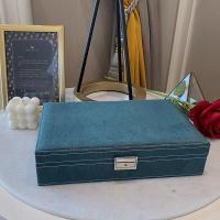 China Morandi Blue Suede Luxury Travel Jewelry Case Customized Size Travel Jewelry Organizer for sale