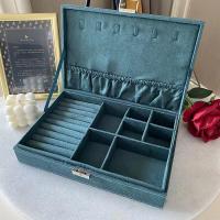 China Morandi Blue Suede Luxury Travel Jewelry Case Customized Size Travel Jewelry Organizer for sale