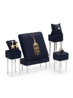 China Metal Leatherette Pendant Earring Jewelry Trays Displays Black Jewelry Display Stand Set for sale
