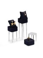 China Metal Leatherette Pendant Earring Jewelry Trays Displays Black Jewelry Display Stand Set for sale
