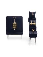 China Metal Leatherette Pendant Earring Jewelry Trays Displays Black Jewelry Display Stand Set for sale