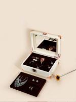 China Luxury Jewelry Display Box With Mirror , Multifunction Jewelry Box For Women for sale