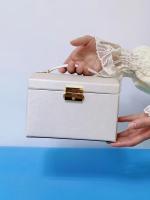 China Customized Luxury Small Jewelry Box Organizer PU Handle Jewellery Organiser Box for sale