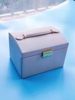 China Customized Luxury Small Jewelry Box Organizer PU Handle Jewellery Organiser Box for sale