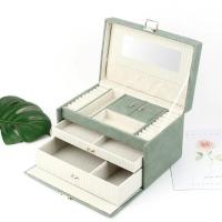 China Mint Green Luxury PU Jewelry Cases Velvet Jewelry Set Gift Box for sale