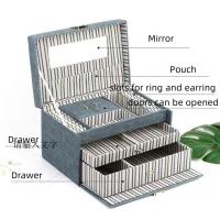 China Mint Green Luxury PU Jewelry Cases Velvet Jewelry Set Gift Box for sale