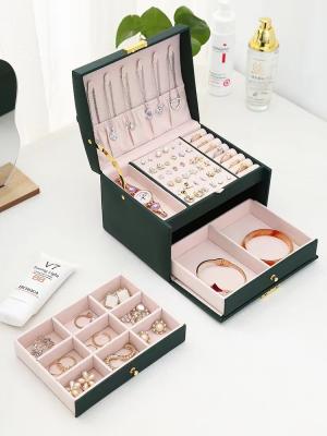 China OEM Classic Elegant Jewelry Box Organizer Leatherette Small Travel Jewelry Case for sale