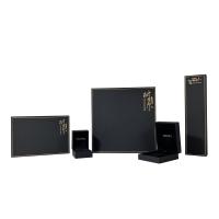 China Soft Leatherette Paper Luxury Jewelry Packaging Boxes Chinese Font Logo Jewelry Box for sale