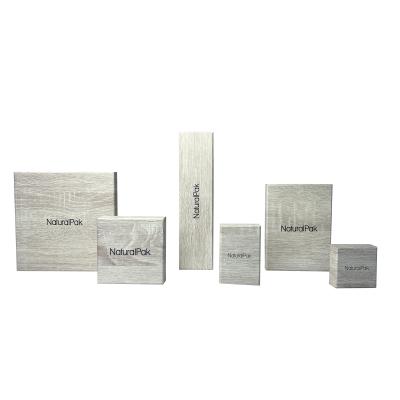 China Slope Opening Wood Grain Cardboard Box Sandwich Paper Pendant Set Box for sale