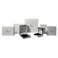 China Off White Pendant Ring Packaging Boxes Clamshell PU Jewellery Gift Box for sale