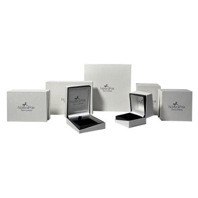 China Off White Pendant Ring Packaging Boxes Clamshell PU Jewellery Gift Box for sale