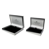 China Off White Pendant Ring Packaging Boxes Clamshell PU Jewellery Gift Box for sale