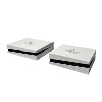 China Off White Pendant Ring Packaging Boxes Clamshell PU Jewellery Gift Box for sale