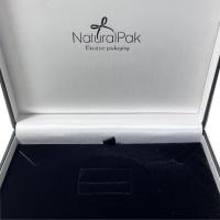 China Off White Pendant Ring Packaging Boxes Clamshell PU Jewellery Gift Box for sale