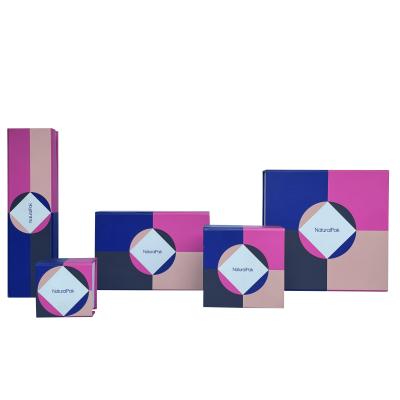 China Geometric Pattern Magnetic Closure Jewelry Box Small Cardboard Ring Boxes For Girls for sale
