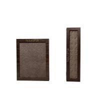 China Unique Wooden Texture Custom Jewelry Box Packaging Empty Necklace Box With Window for sale